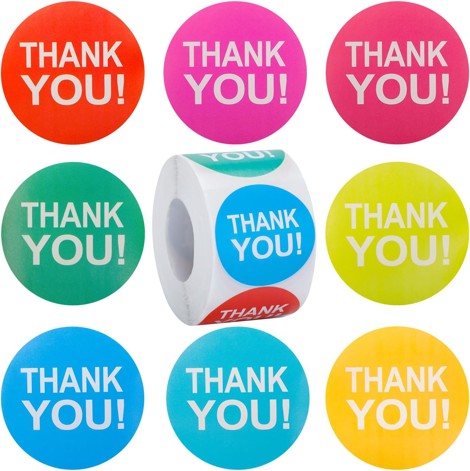 Amazon.com : Smiley Thank You Stickers 1 inch, Thank You Sticker Roll ...