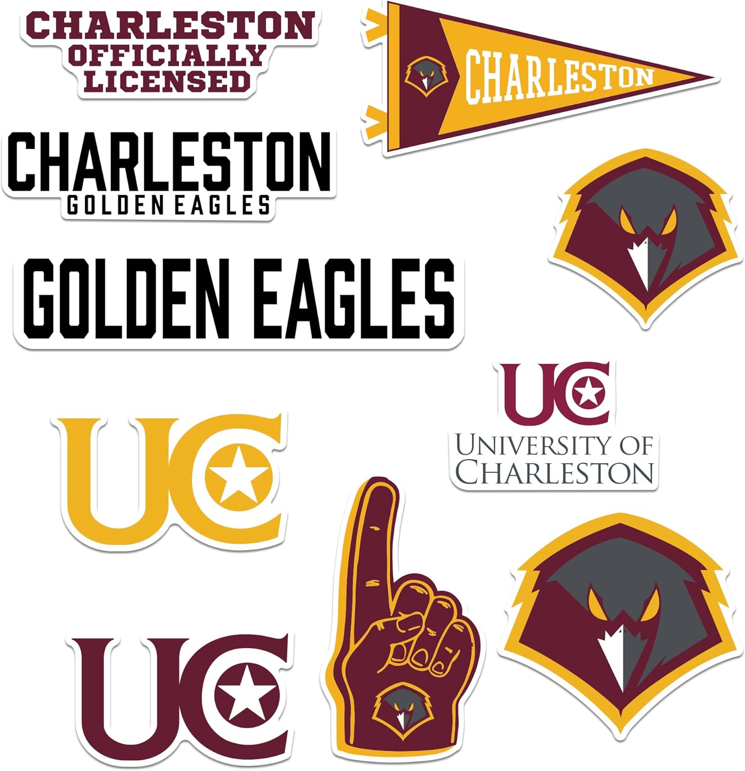 Amazon.com: University of Charleston 9ct Vinyl Large Deluxe Stickers ...