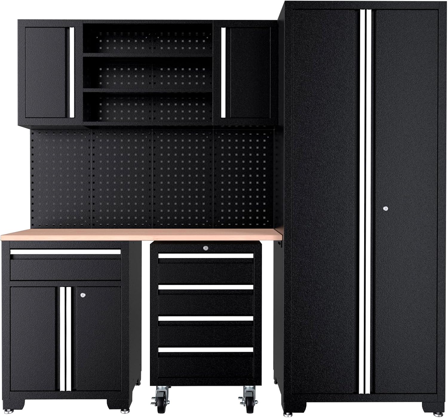 Evastar Garage Storage Cabinet, 8-Piece Heavy Duty Steel Wall Mounted ...