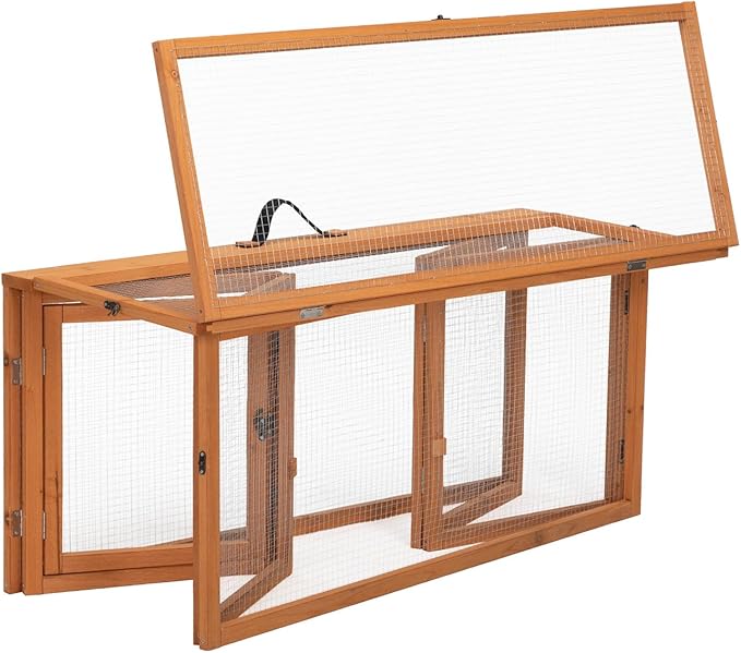 Amazon.com : Folding Rabbit Cage, Outdoor Chicken Coop with Run, Wooden ...