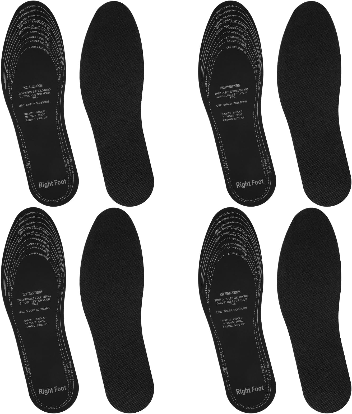 Amazon.com: 4 Pairs Shoe Inserts for Women Men, Memory Foam Shoe ...
