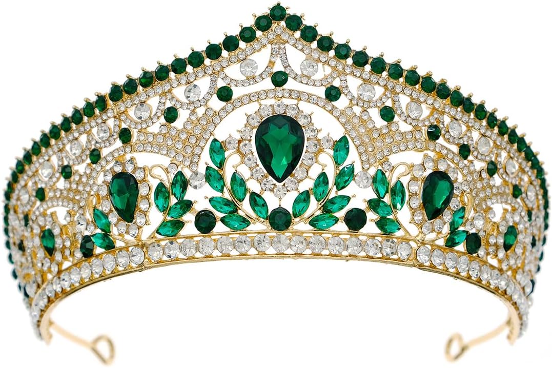 Amazon.com: TOCESS Green Crown Tiara for Women, Vintage Princess Crown ...