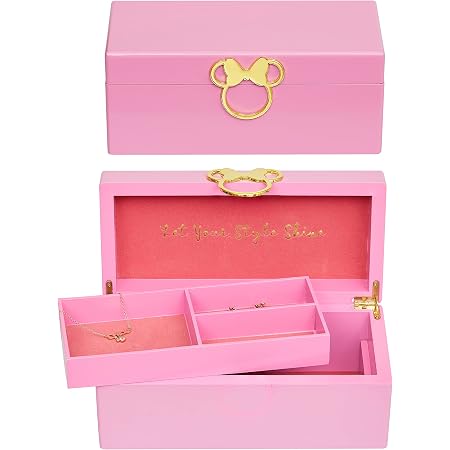 Amazon.com: Disney Minnie Mouse Gold Icon Pink Lacquer Wood Jewelry Box ...