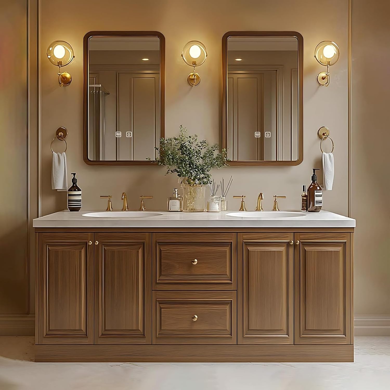 Amazon.com: kmnub 90IN Bathroom Vanity with Double Sink - Retro ...