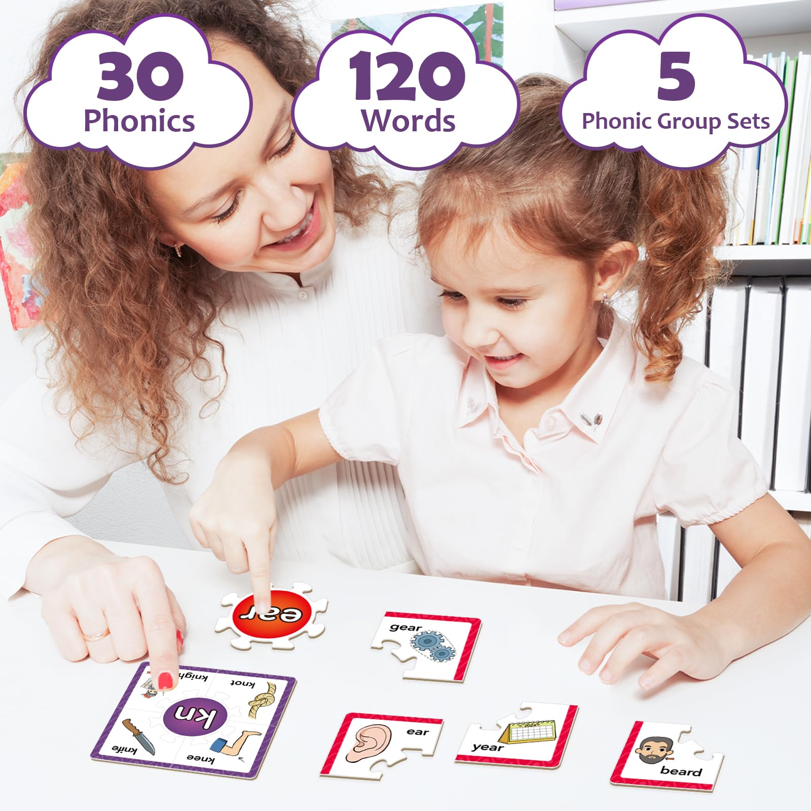 Snapklik.com : Phonics Puzzle, Rhyming Games Phonics Games Flash Cards For Kids Toddler, Learn ...