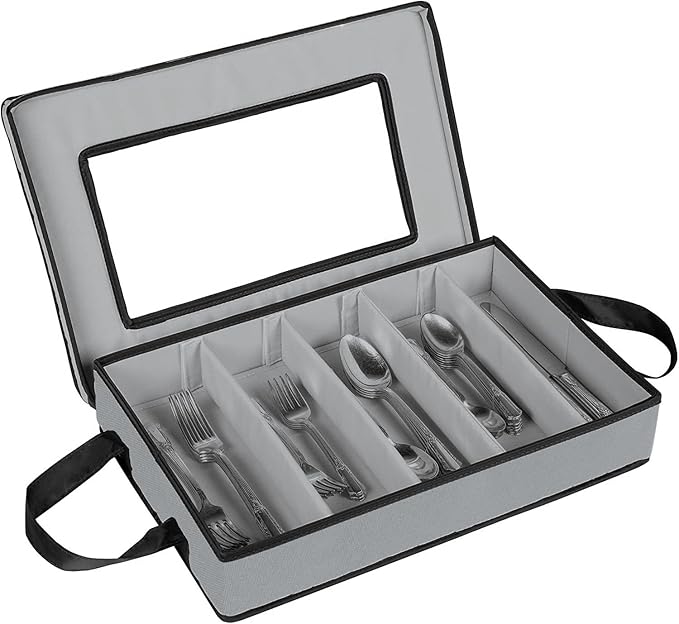 Amazon.com: Flatware Storage Case - Durable 5 Compartment Silverware ...