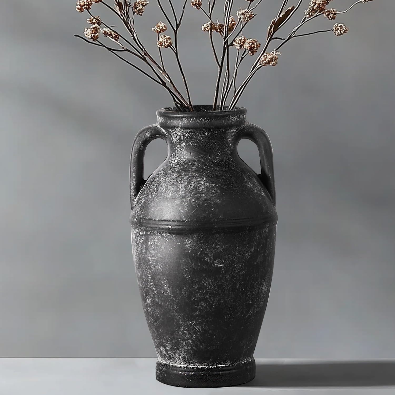 Amazon.com: ComSaf Rustic Black Vase - Farmhouse Ceramic Flower Vases ...