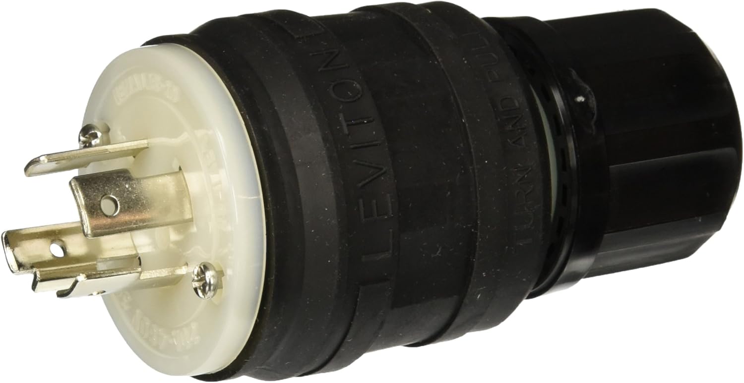 Leviton 26W76-B 20 Amp, 480 Volt, 3 Phase Y, Locking Plug, Industrial ...