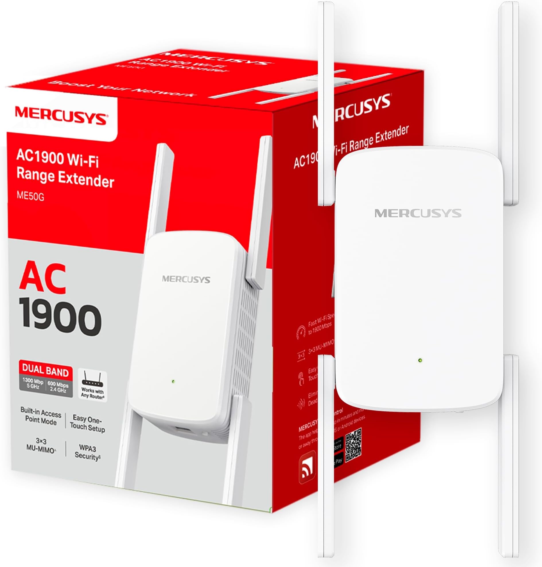 MERCUSYS ME50G AC1900Mbps WiFi Extender Booster, Internet Booster ...