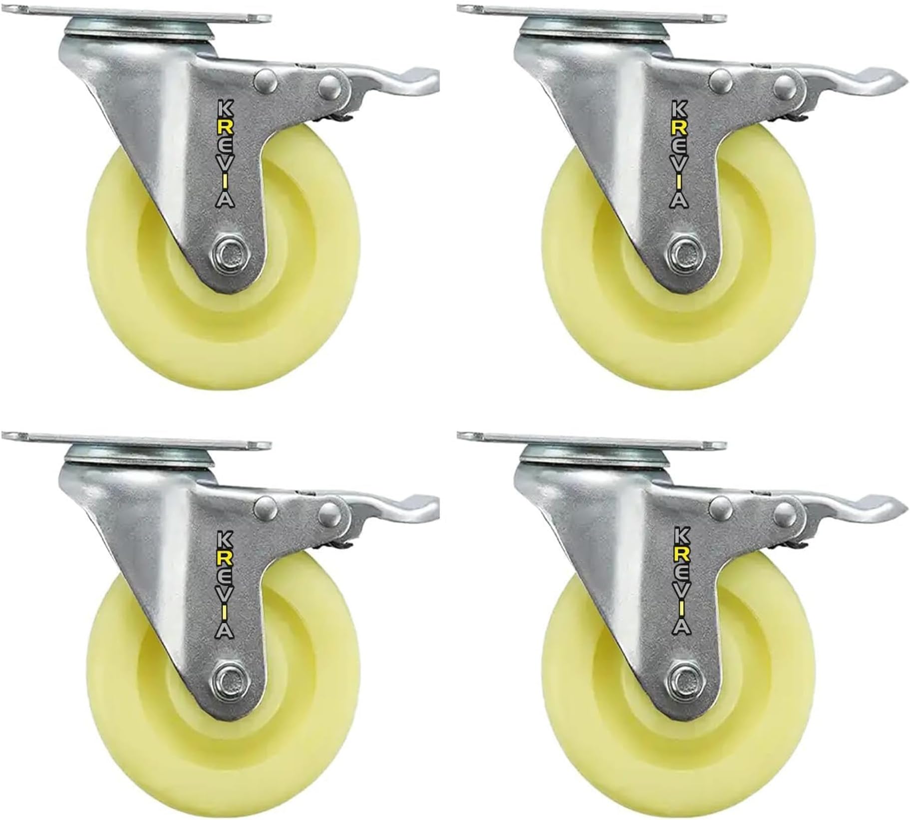 Krevia 4 Inch 360 Degree PU Swivel Caster Wheels | Set Of 4 Heavy Duty ...