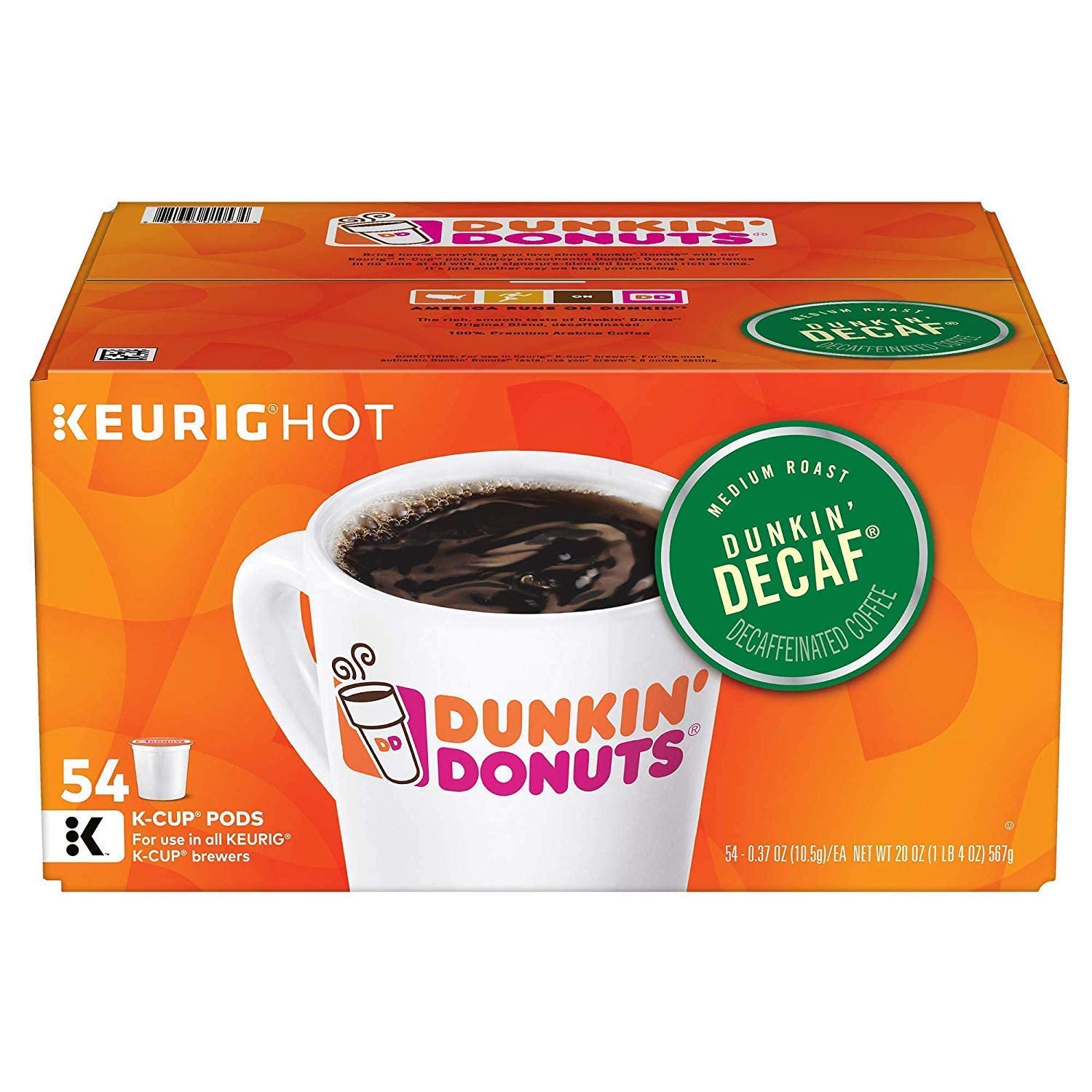 Amazon.com: Dunkin' Donuts Original Blend Decaf K Cup Pods, 54 ct., 20 ...