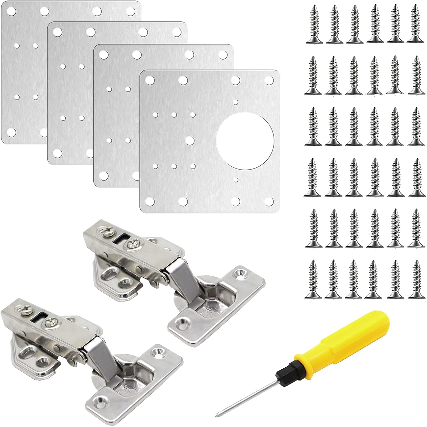 REDYA Cabinet Door Hinges Repair Plate Kit, Hinge Repair Bracket with ...