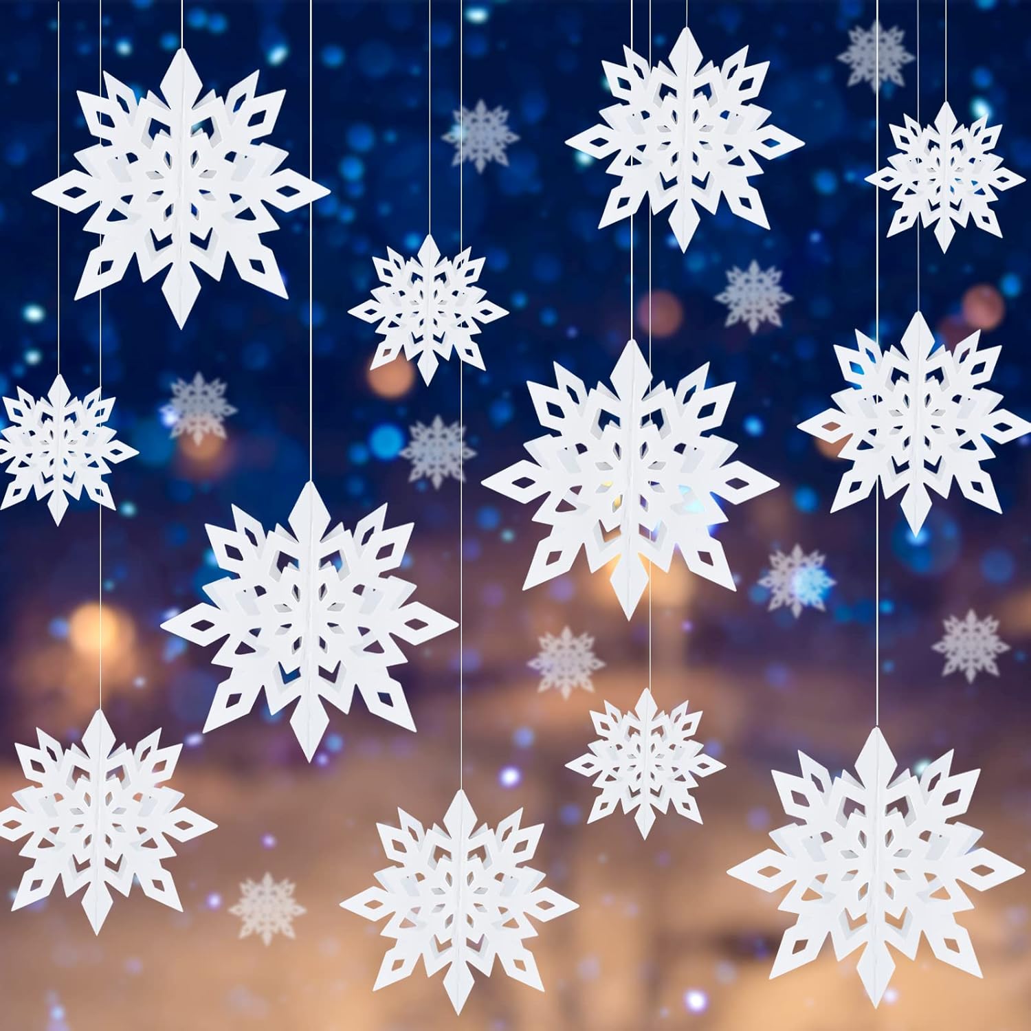 Amazon.com: MIAHART Winter Christmas Hanging Snowflake Decorations 12 ...