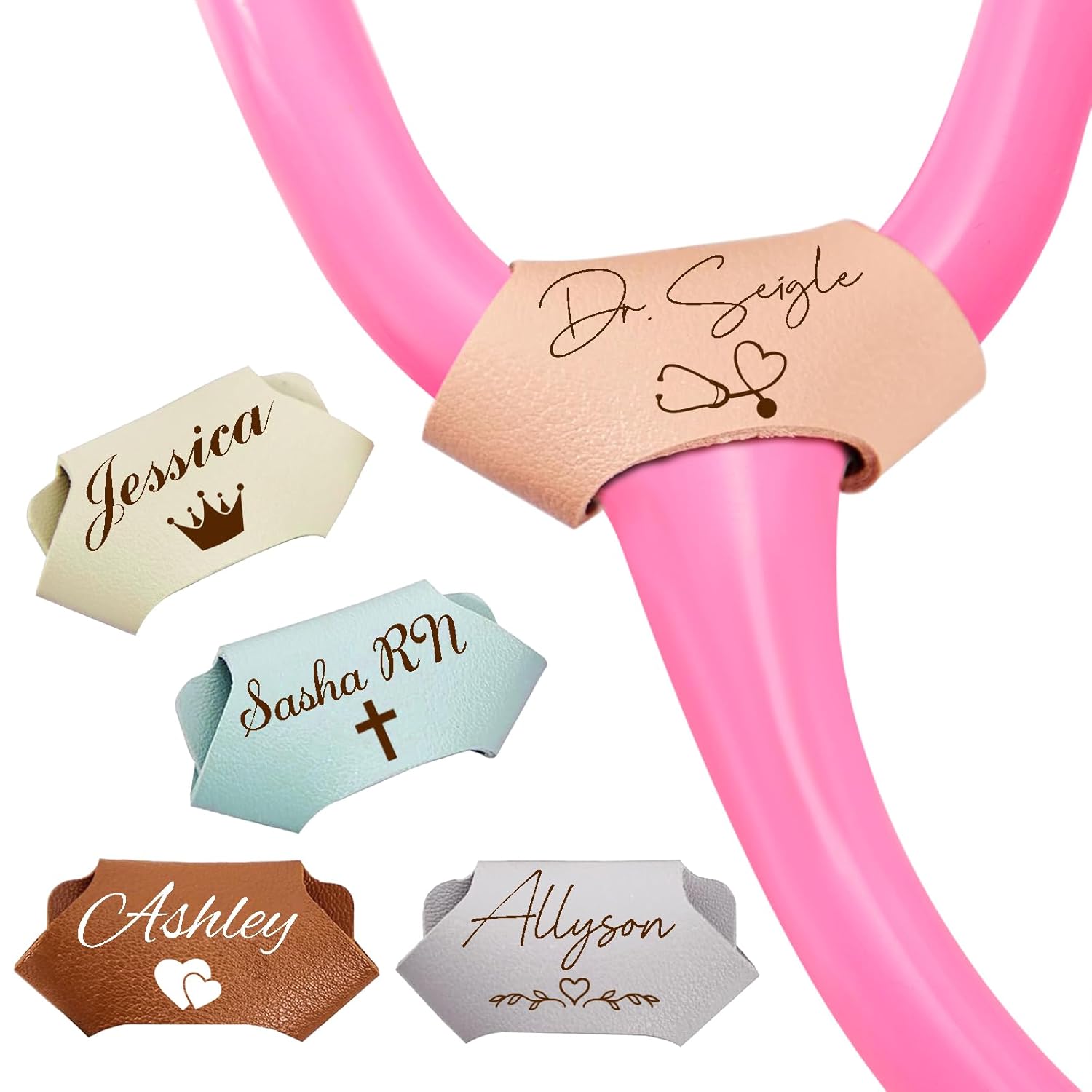 Amazon.com: Stethoscope Charms with Leather Tag, Handmade Personalized ...