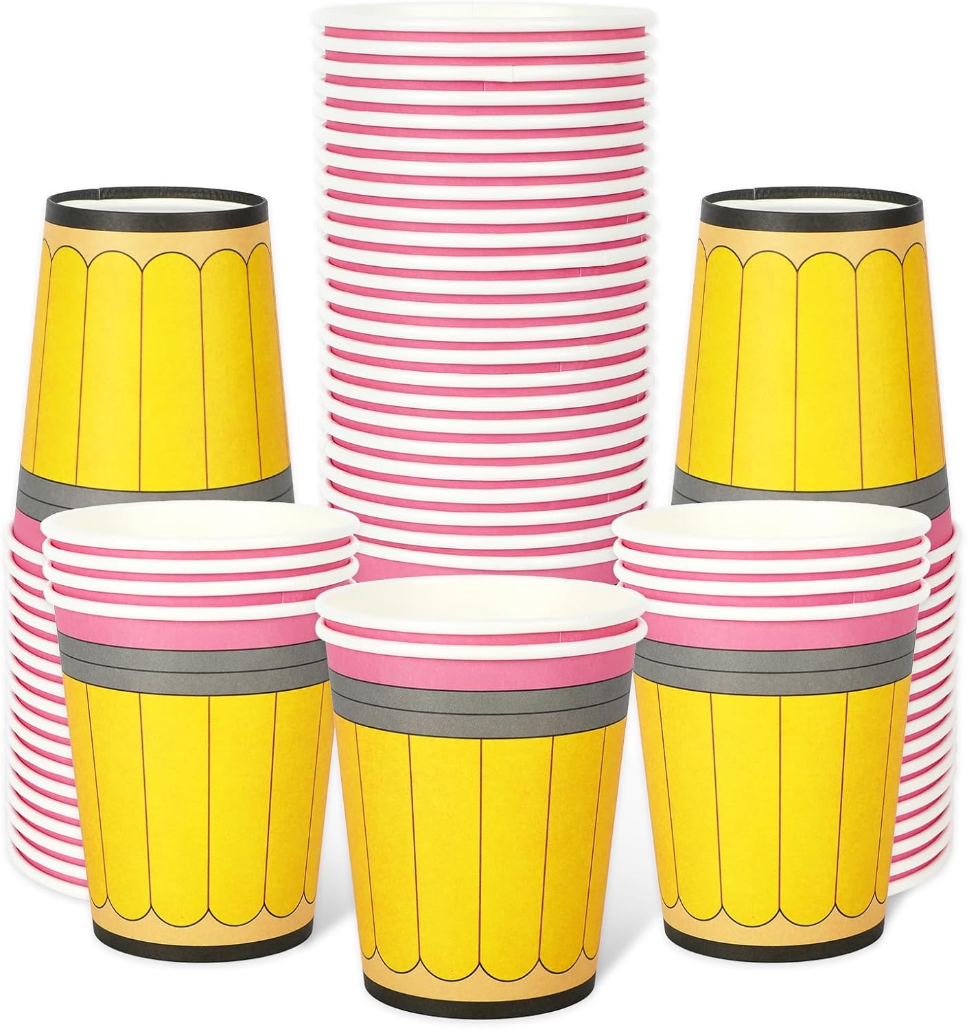 Amazon.com: Whaline 50Pcs Back to School Paper Cups 9 oz Yellow Pencil ...