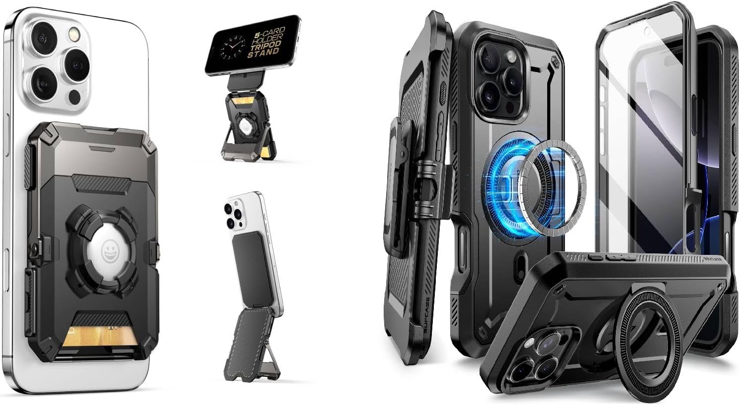 Amazon.com: SUPCASE Bundle for iPhone 16 Pro Max Case Black (UBPro Mag) & Magnetic Wallet with ...