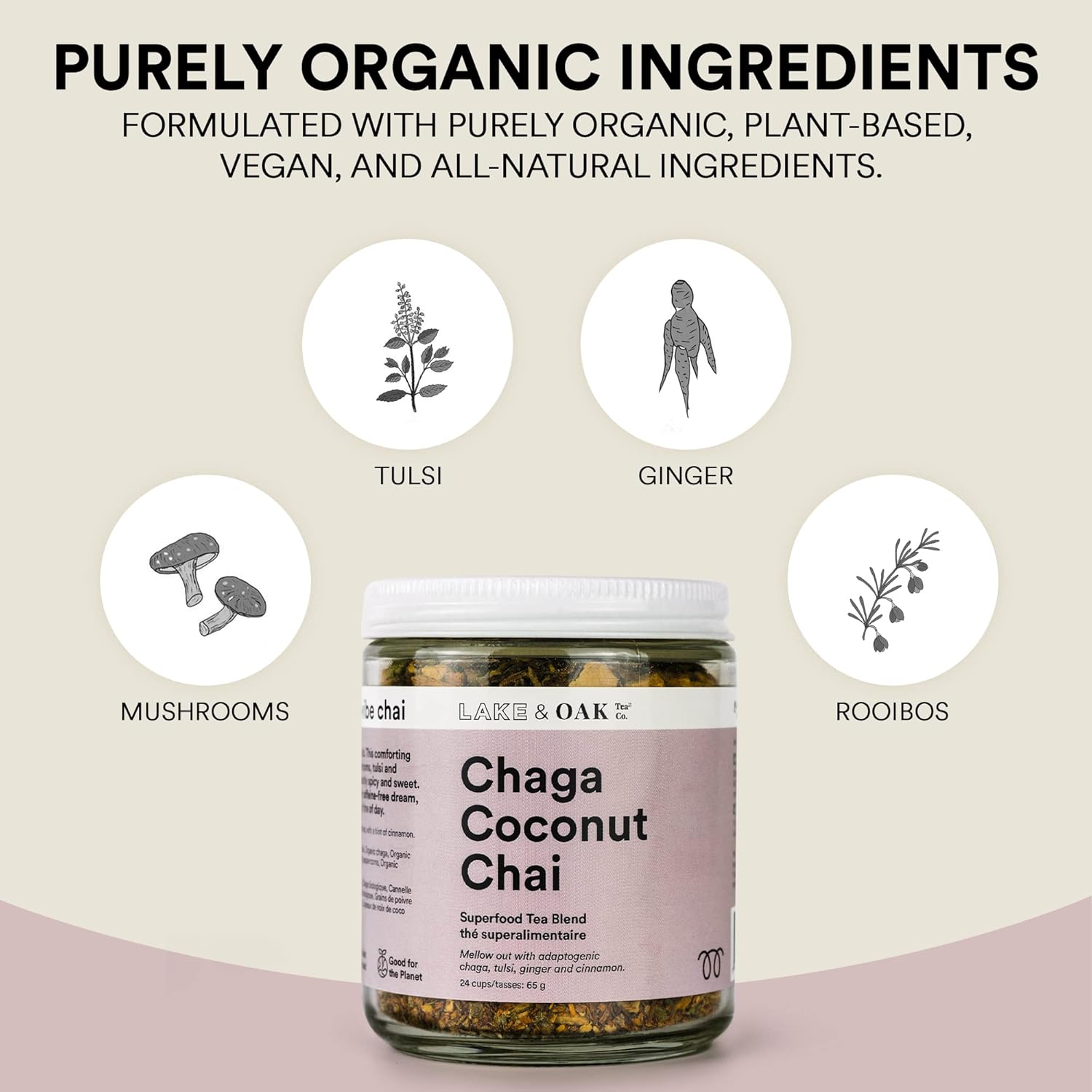 Lake Oak – Chaga Coconut Chai Té de champiñones Chaga 100 orgánico ...