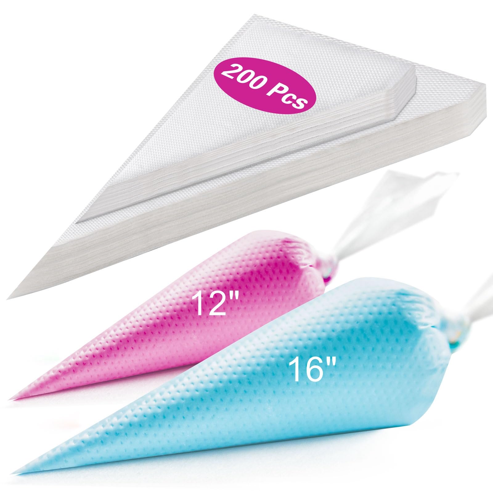 Snapklik.com : 200 Pcs Piping Bags 12 & 16 Inch, Thick Disposable ...