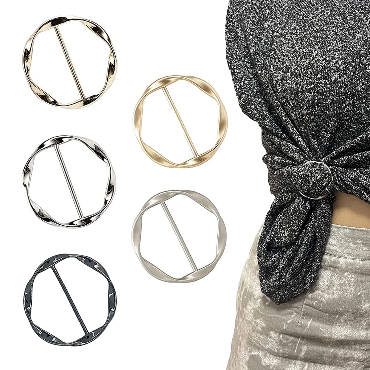 SANNIDHI® 5Pcs Silk Scarf Ring Clip Blouse T-shirt Tie Rings Clips for ...