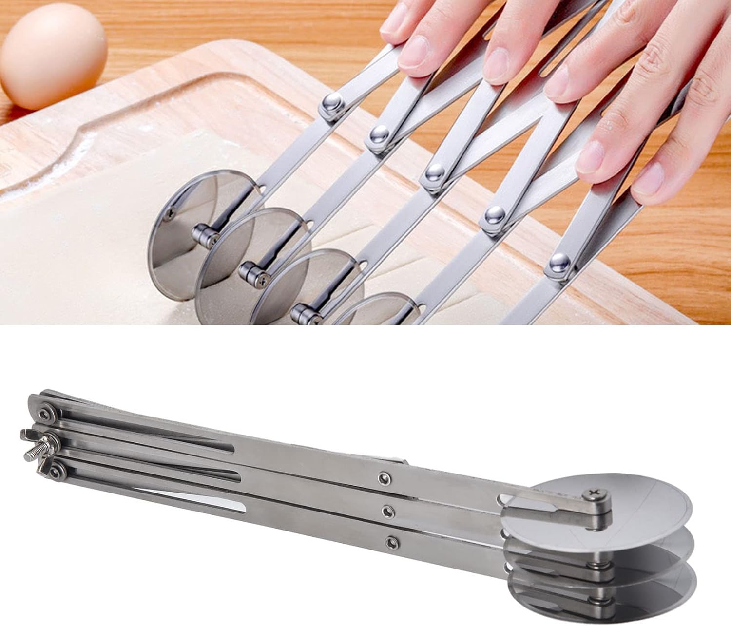 ANUCWSV 3 Wheel Pastry Cutter Stainless Steel Expandable Pizza Cutter ...