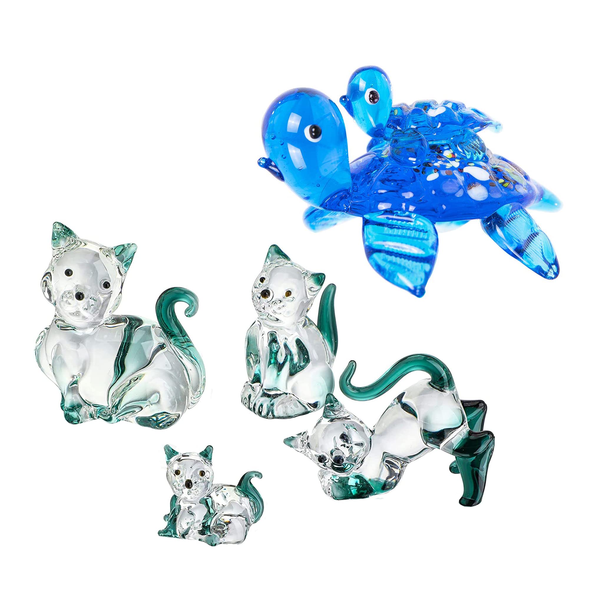 Amazon.com: HDCRYSTALGIFTS Pack of 4 Emerald Green Crystal Kitty ...