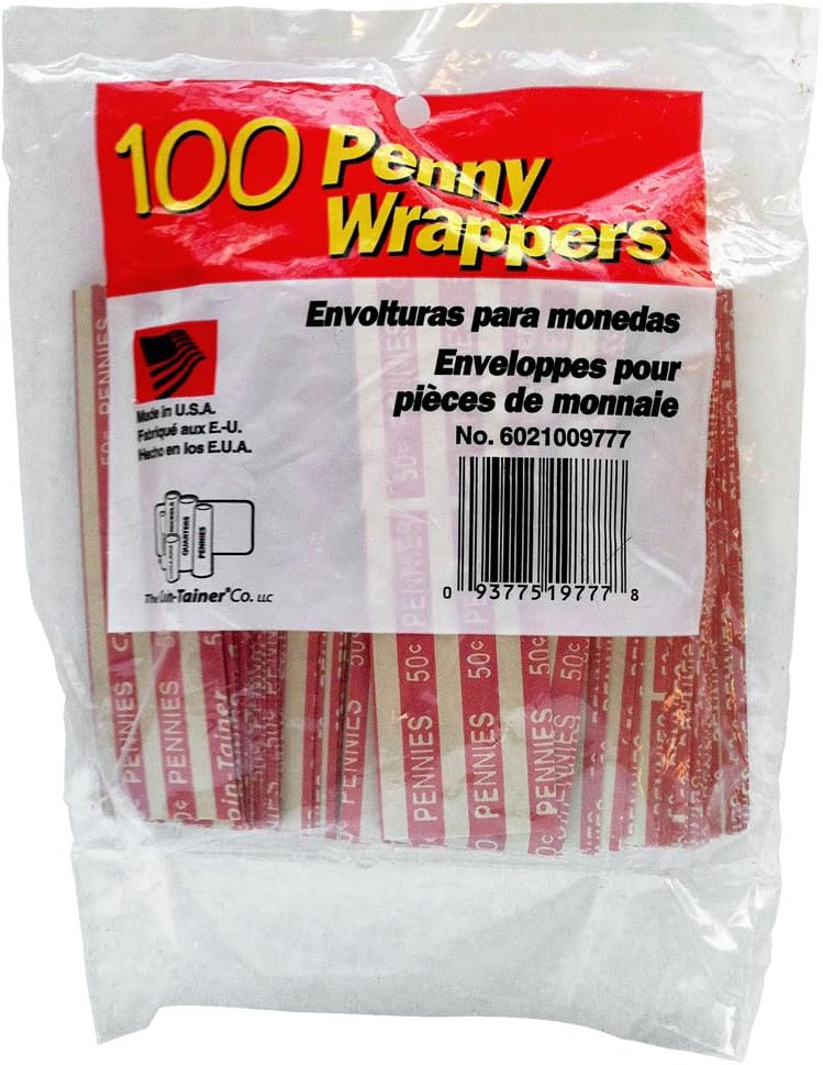 Amazon.com : The Coin-Tainer Co. Flat Coin Wrappers, Penny, 100 Count ...