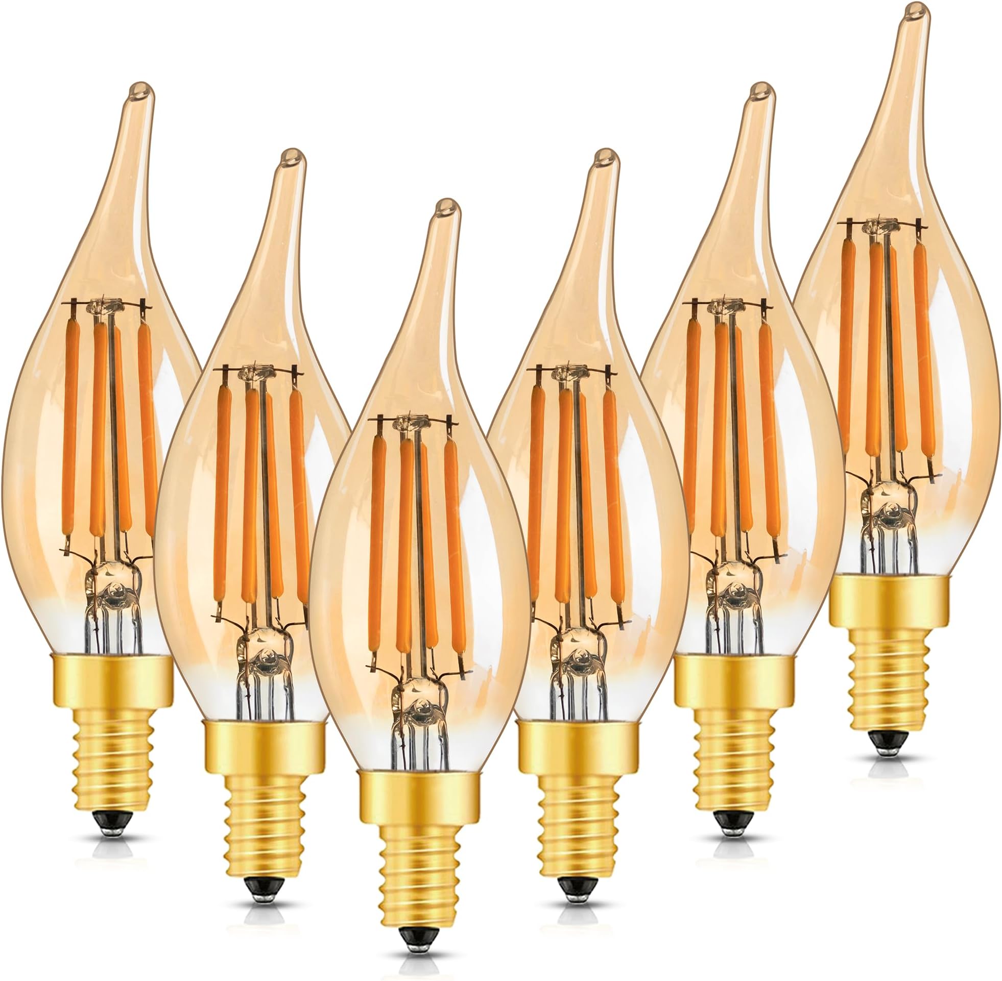 Panledo LED Filament Candelabra Bulb 6W Dimmable, 60W Equivalent ...