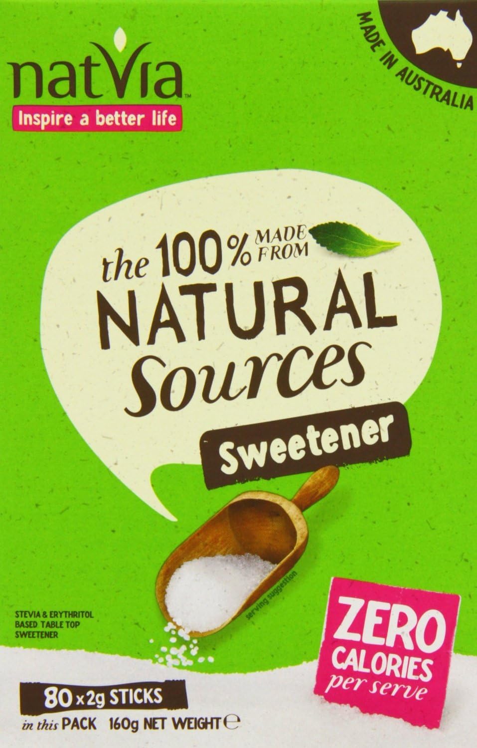 Natvia Sugar Free Sweetener Sticks 40 per pack : Amazon.co.uk: Grocery