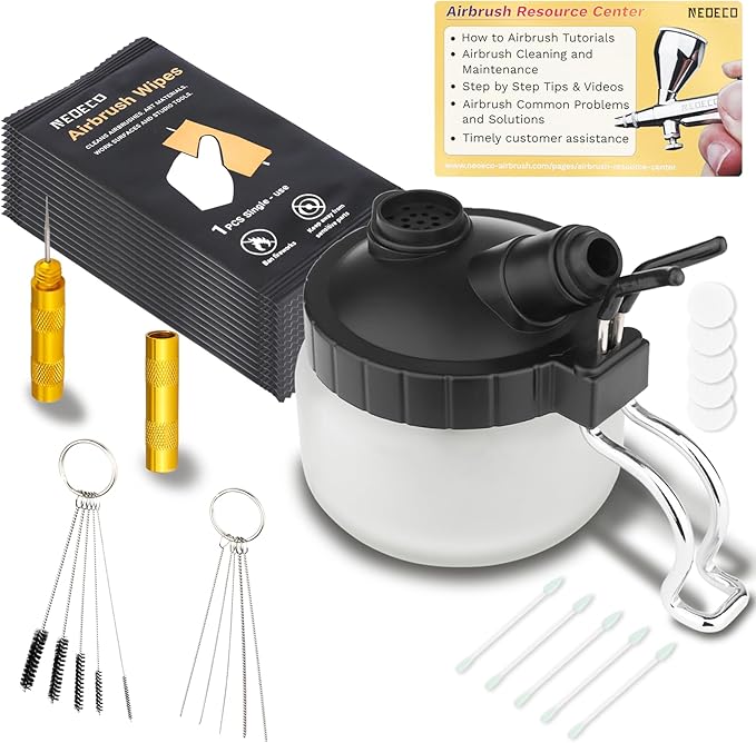 Amazon.com: NEOECO Universal Airbrush Cleaning Pot Jar with Airbrush ...