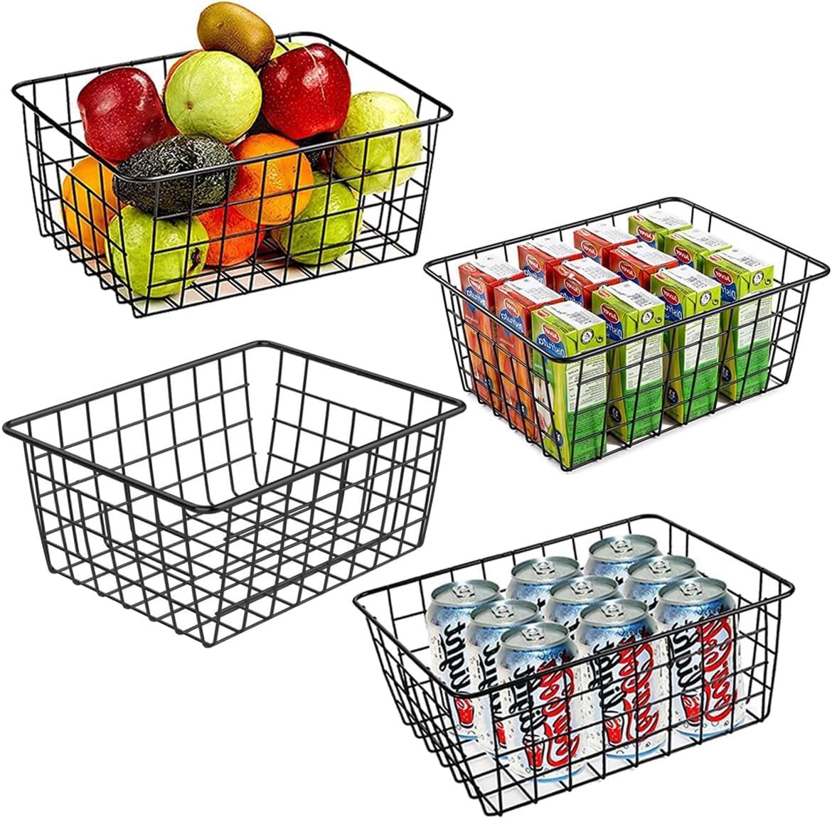 mDesign Set of 2 Wire Storage Basket — Wire Basket with Label Slot for ...