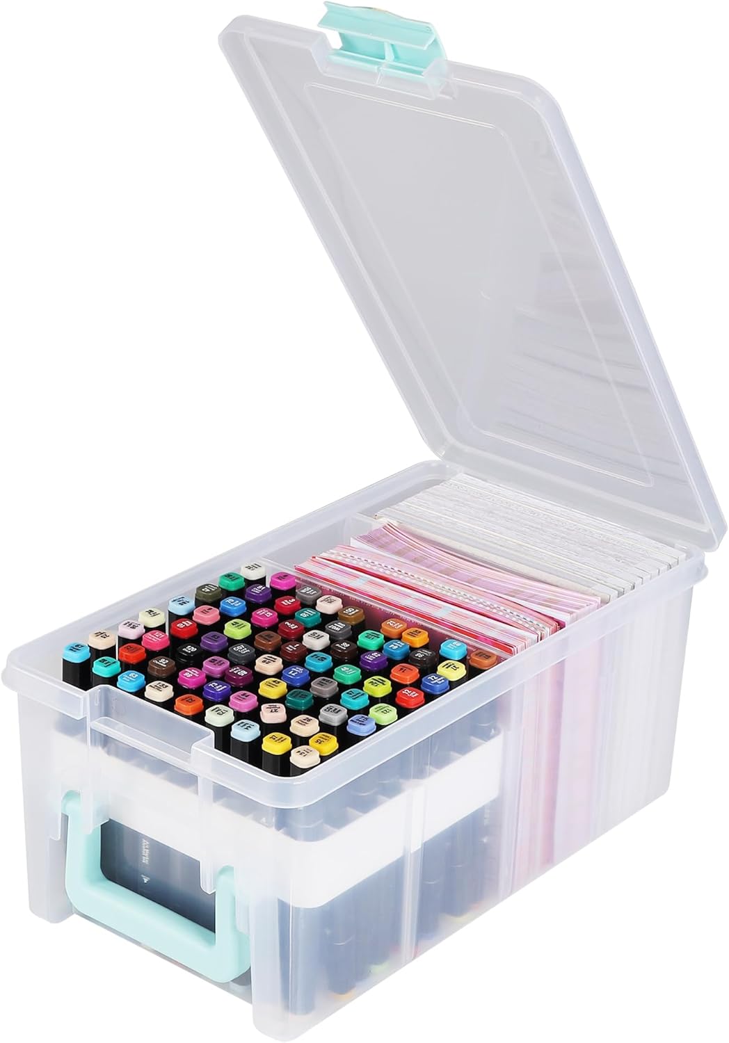 Amazon.com: SUNMAIO Plastic Portable Craft Storage Box With 2 Dividers ...
