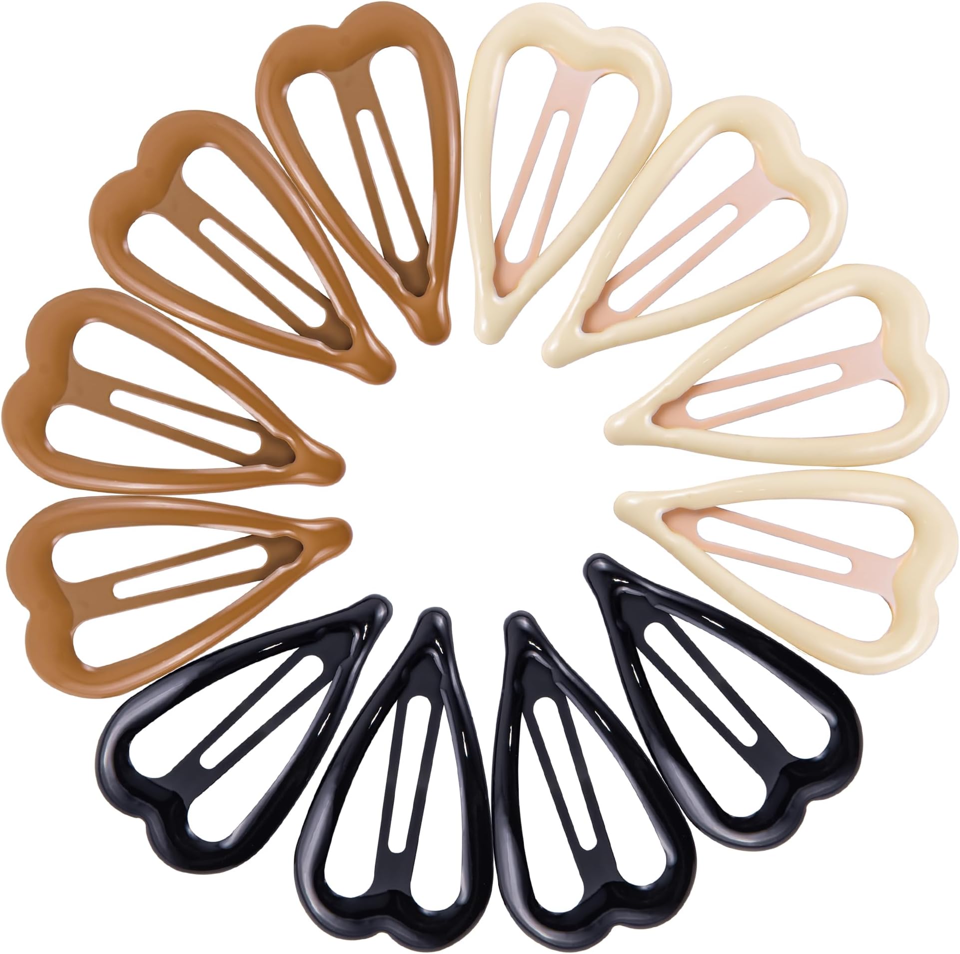 Amazon.com : Cptots 12 PCS Metal Snap Hair Clips Heart Shape Barrettes ...