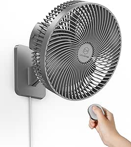 LEMOISTAR 10 Inch Wall Mounted Fan with Remote, 90° Oscillating, High ...