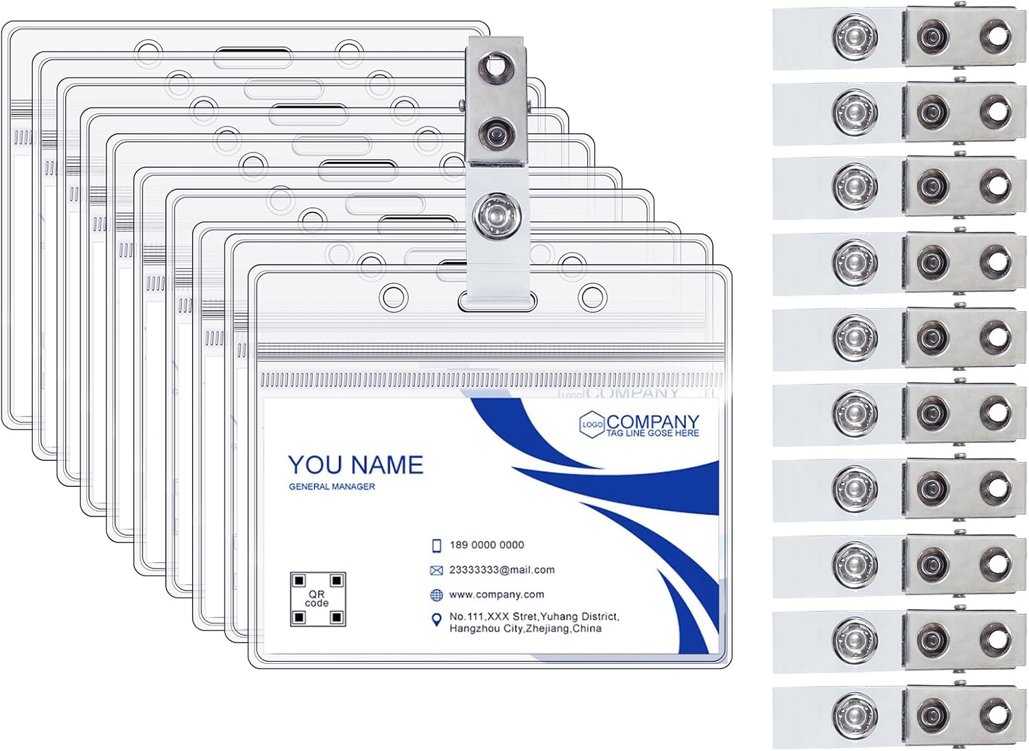 Amazon.com : 20 Pack Horizontal Badge Holder with Metal Clip, Plastic ...