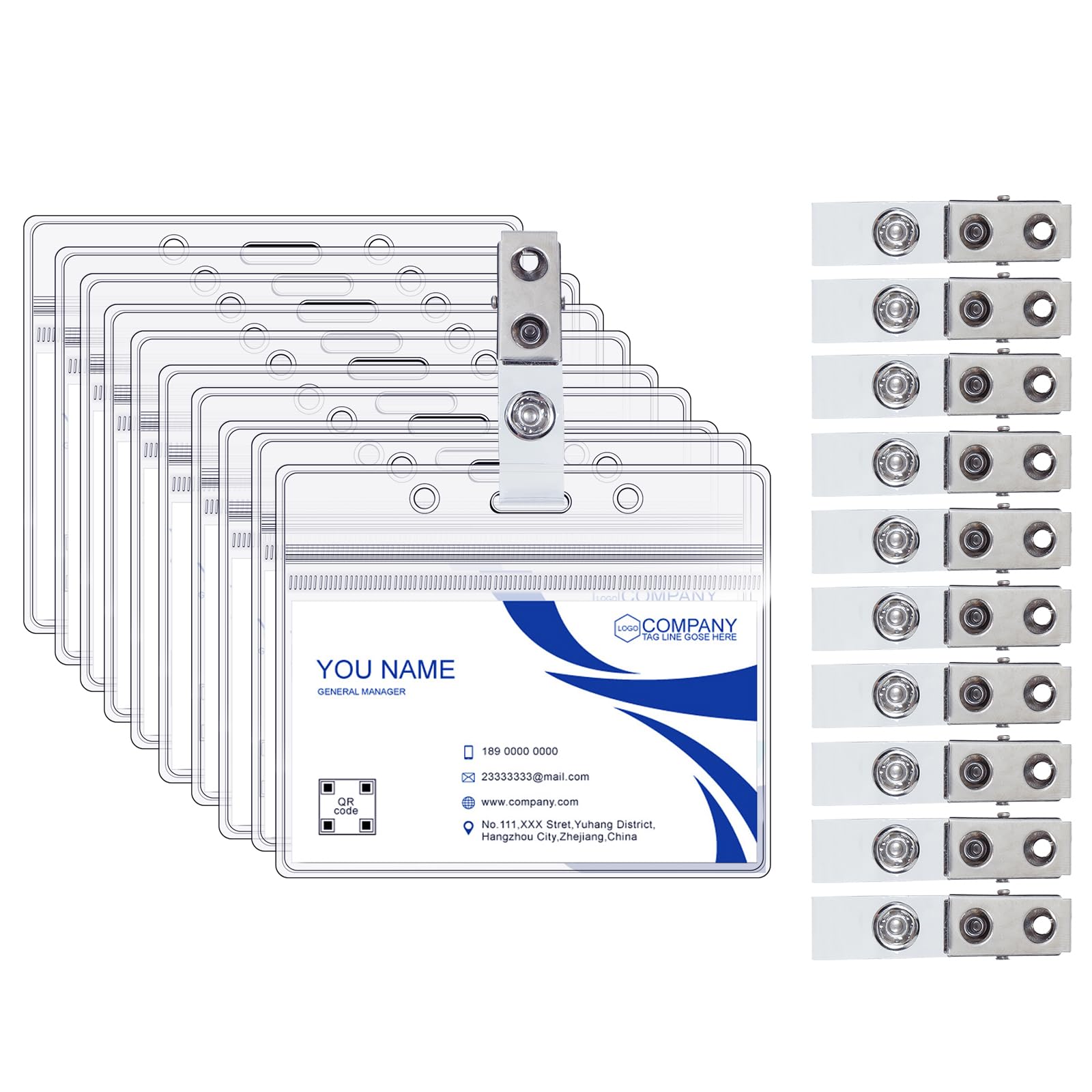 Snapklik.com : 60 Packs Horizontal ID Badge Holder