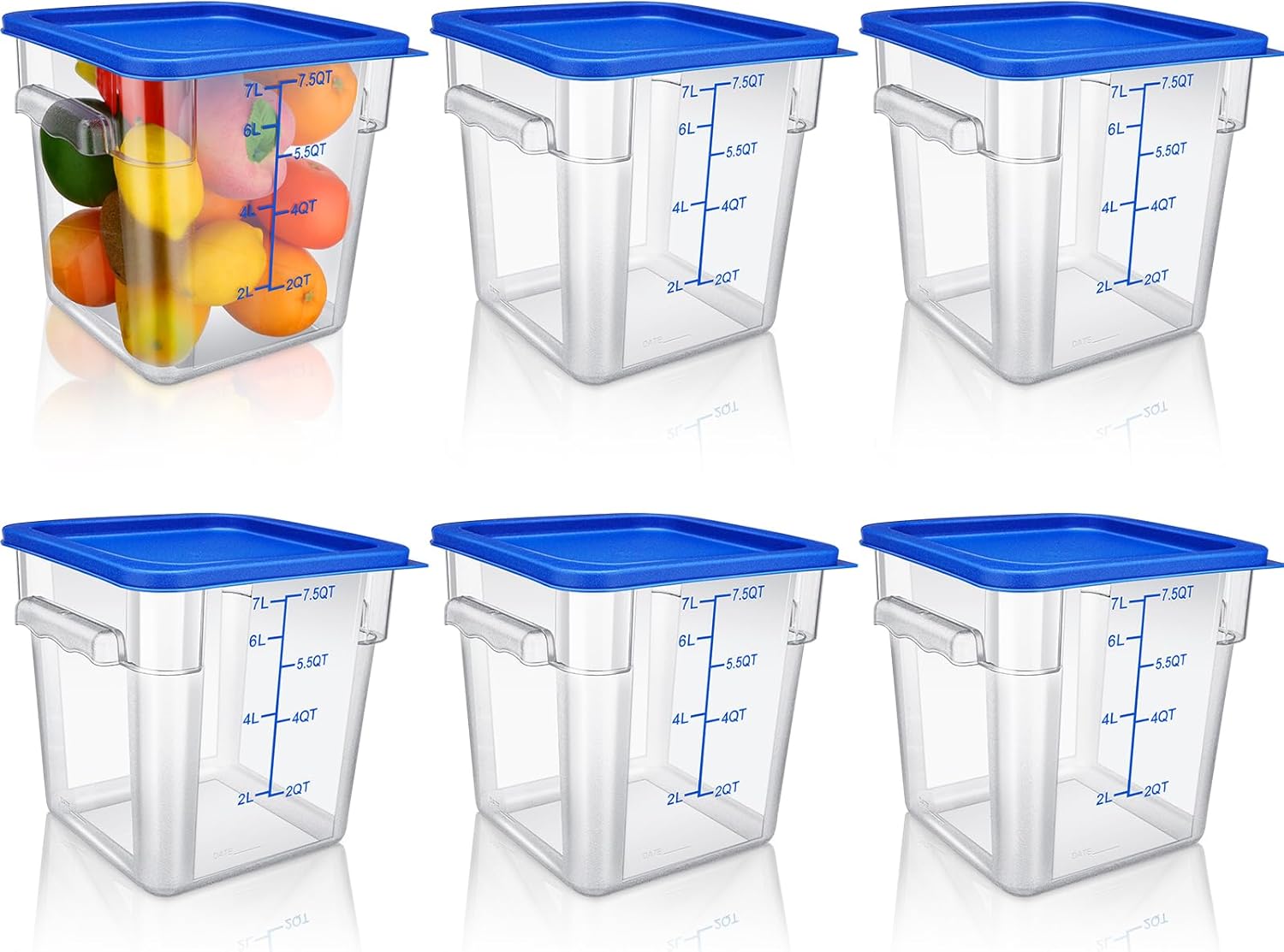 Amazon.com: 6 Pcs Square Food Storage Containers with Lids 7.5 Qt ...