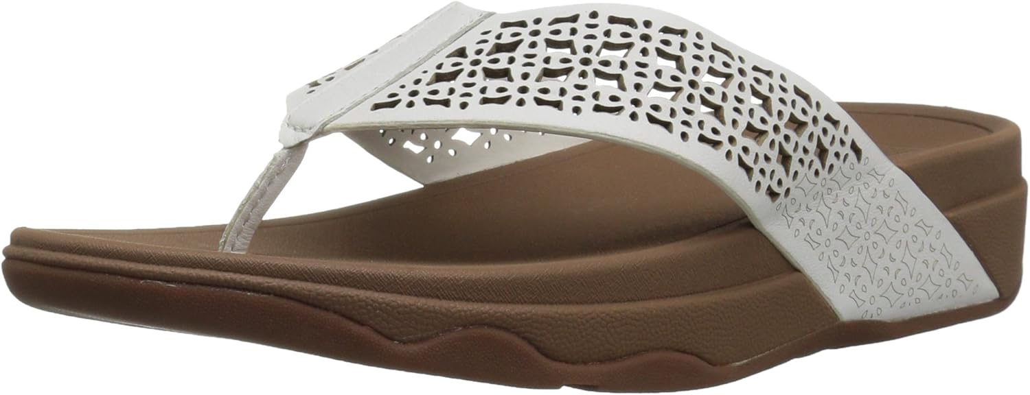 Amazon.com | FitFlop Women's Leather Lattice Surfa Floral FLIP Flops ...