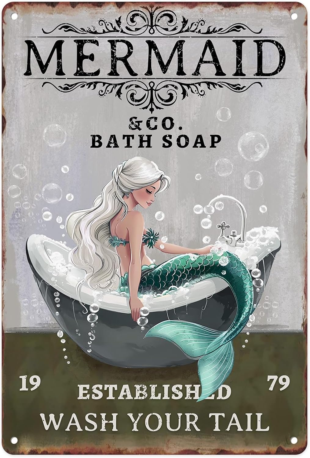 Amazon.com: Sanwarm Metal Sign 8X12 Inch, Mermaid Vintage Tin Sign Wall ...