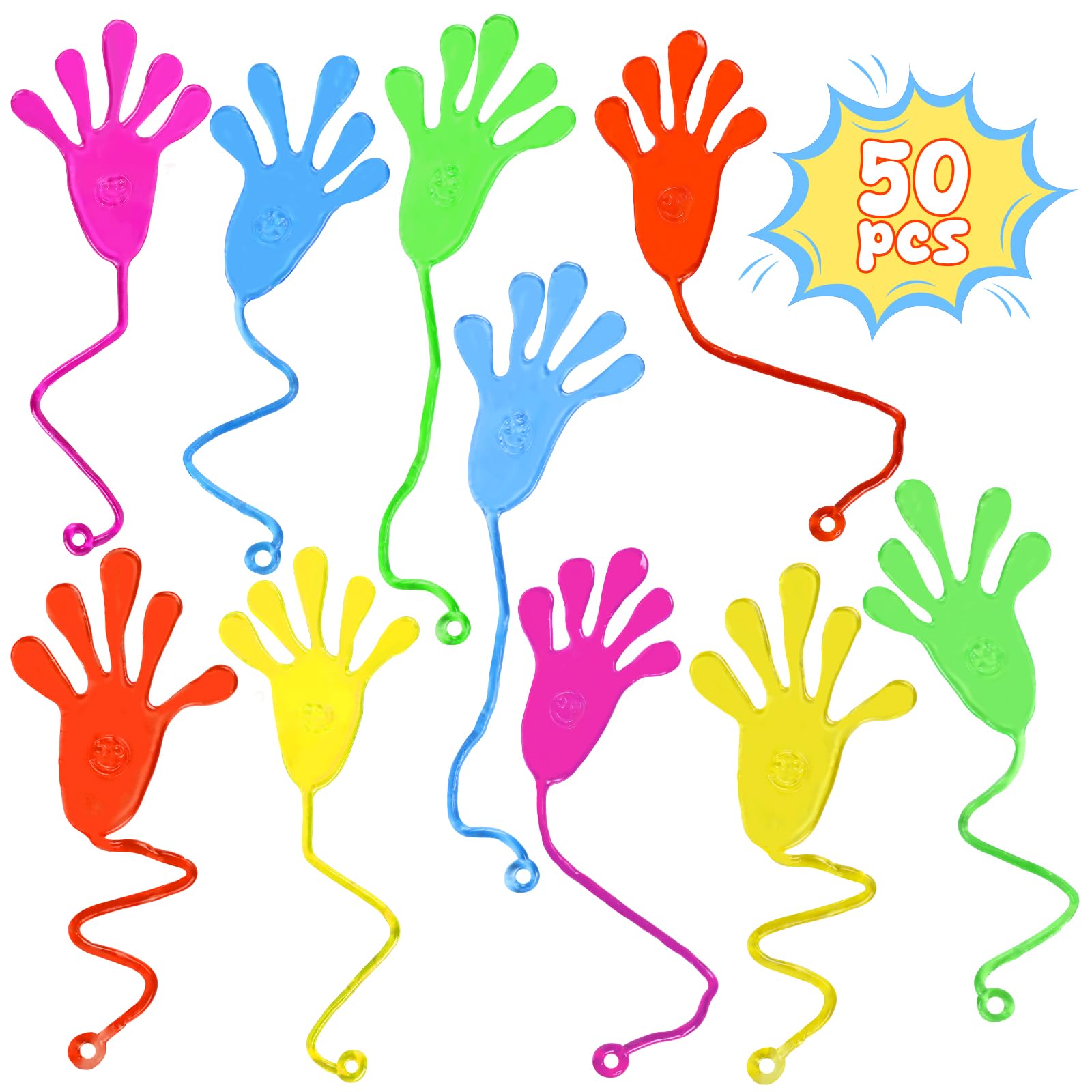 Amazon.com: LovesTown 50PCS Colorful Sticky Hands, Stretchy Rubbery ...