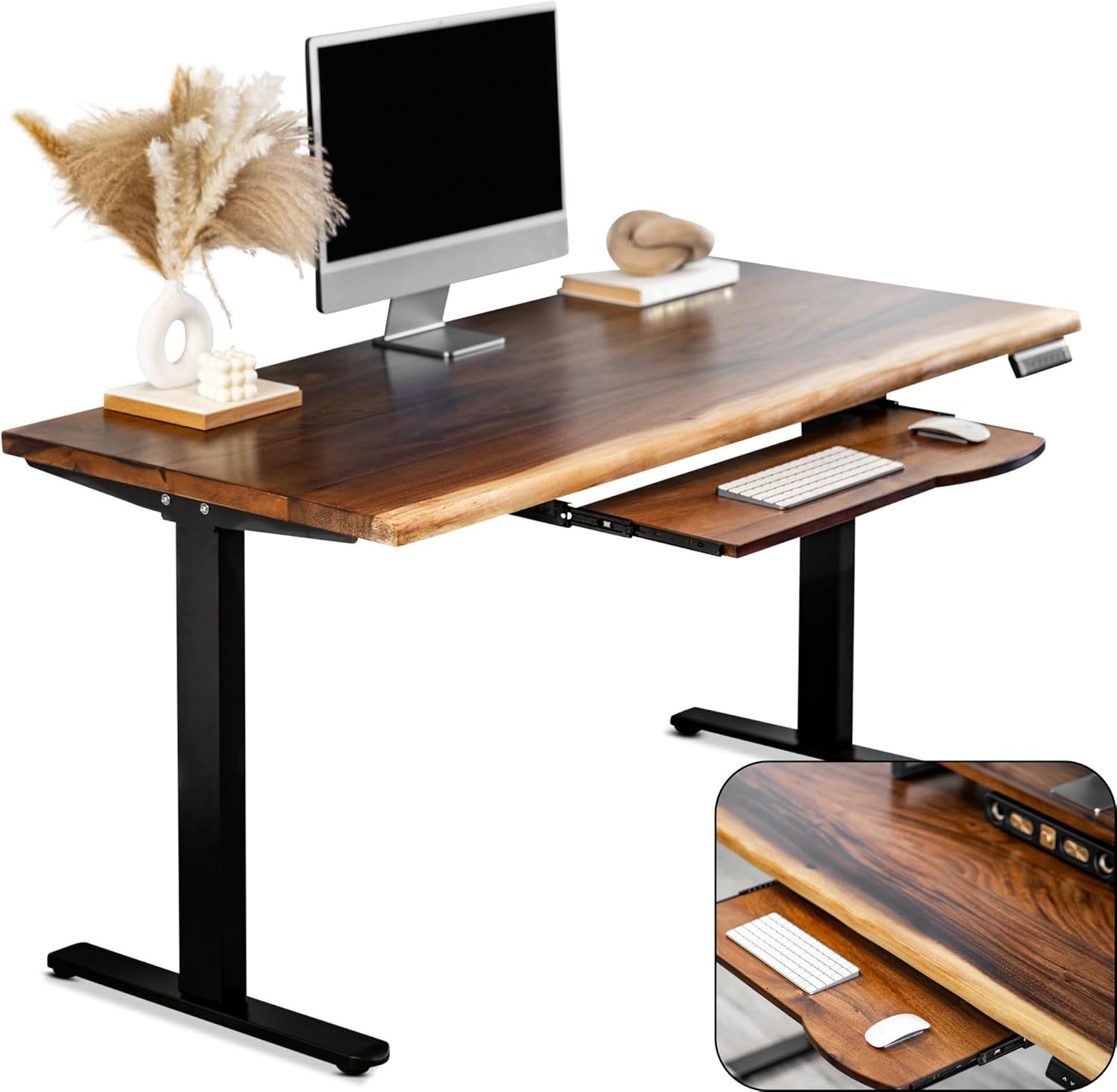 Amazon.com: Walnut Standing Desk with Keyboard Tray - W48 × D27 Solid ...