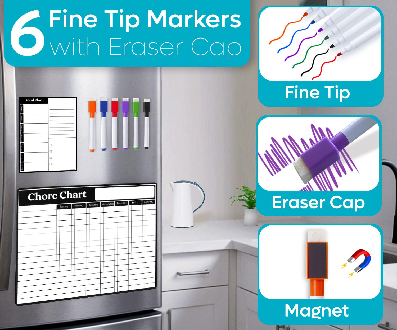 Snapklik.com : Magnetic Chore Chart Dry Erase Whiteboard Set - Pocket ...
