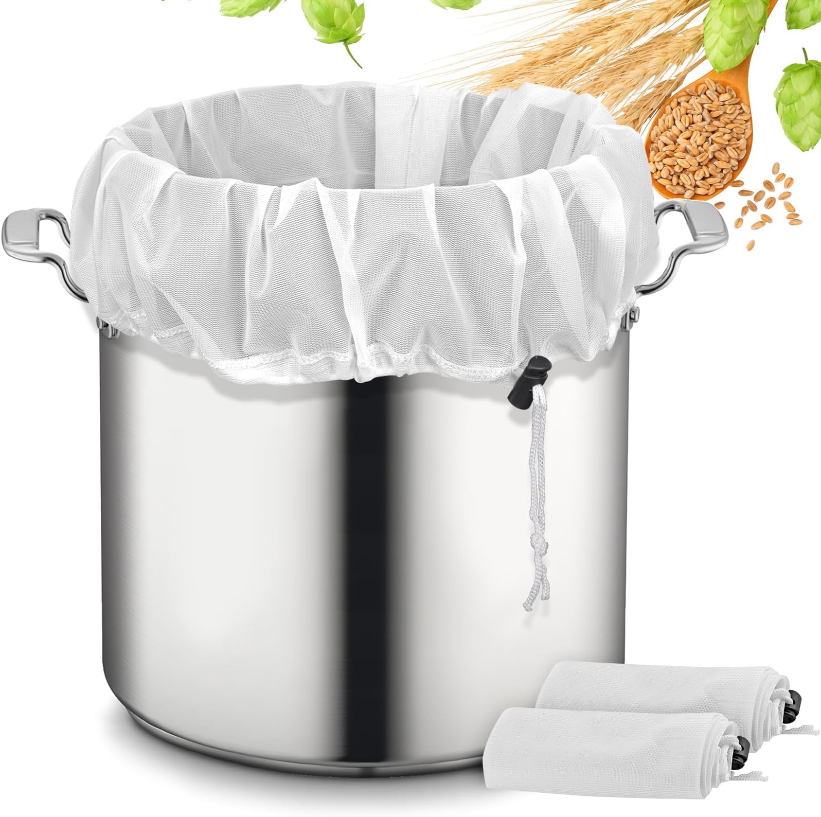 Amazon.com: 5 Pcs White Nylon Straining Bag - Fine Mesh - Homebrew Beer ...