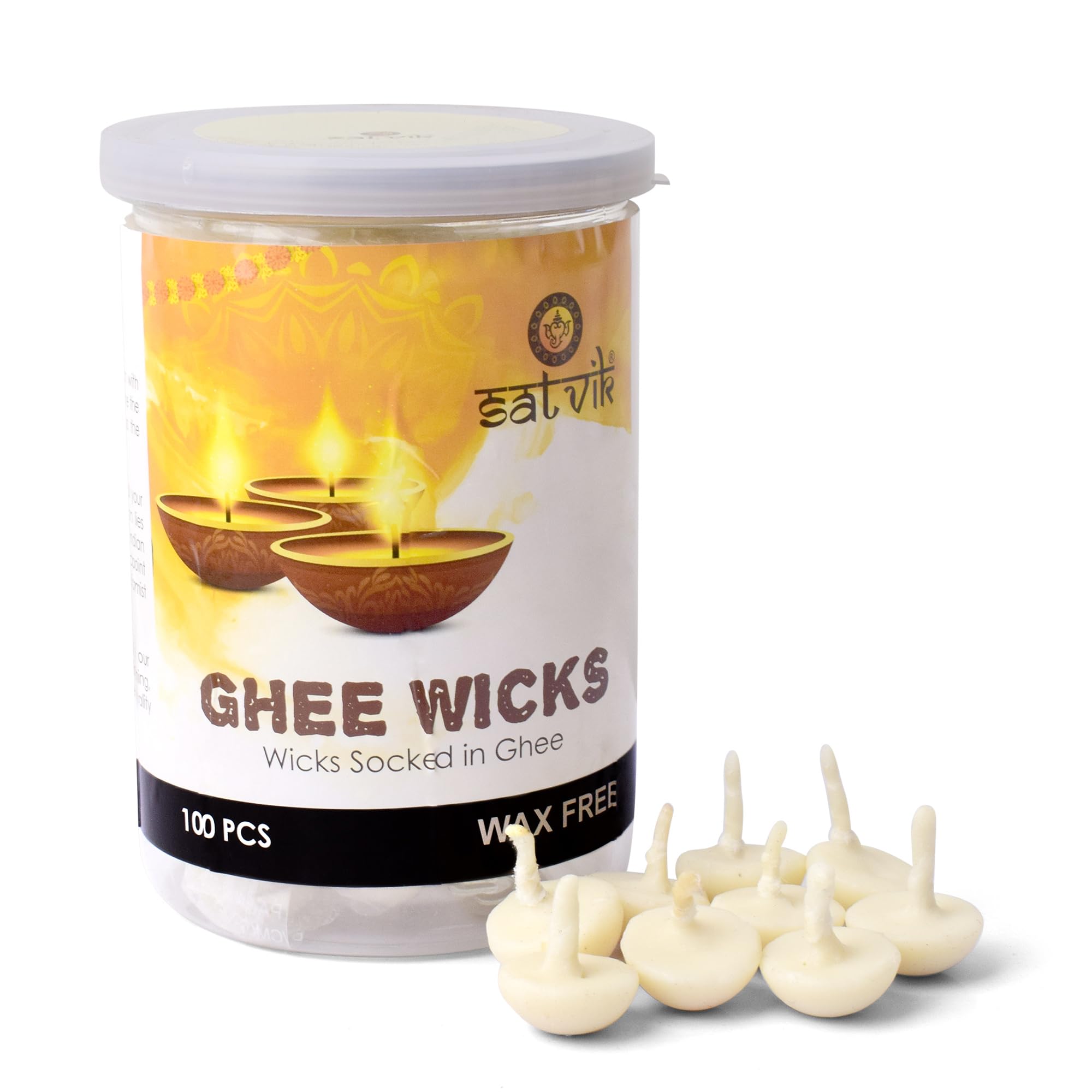 Amazon.com: SATVIK Pack of 100 Pure Ghee Wicks for Puja | Ready-to-Use ...