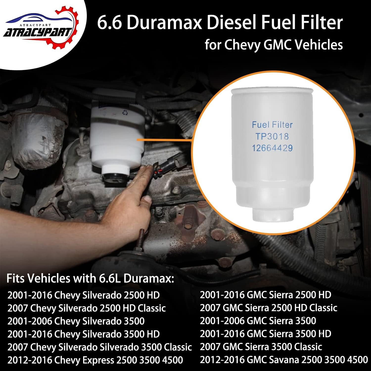 Snapklik.com : 6.6 Duramax Diesel Fuel Filter 3 Pack For 2001-2016 ...