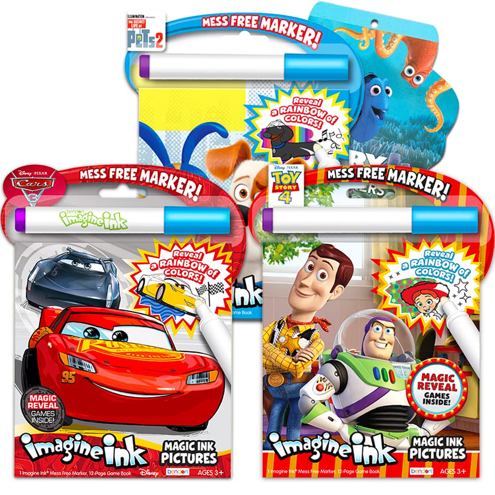 Buy Disney Pixar Magic Ink Coloring Book Super Set - 3 Imagine Ink ...