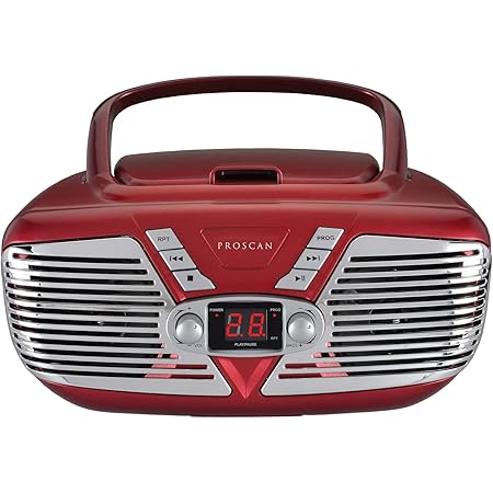 Amazon.com: Proscan PRCD211-RED Retro-Style Portable CD Boom Box with ...