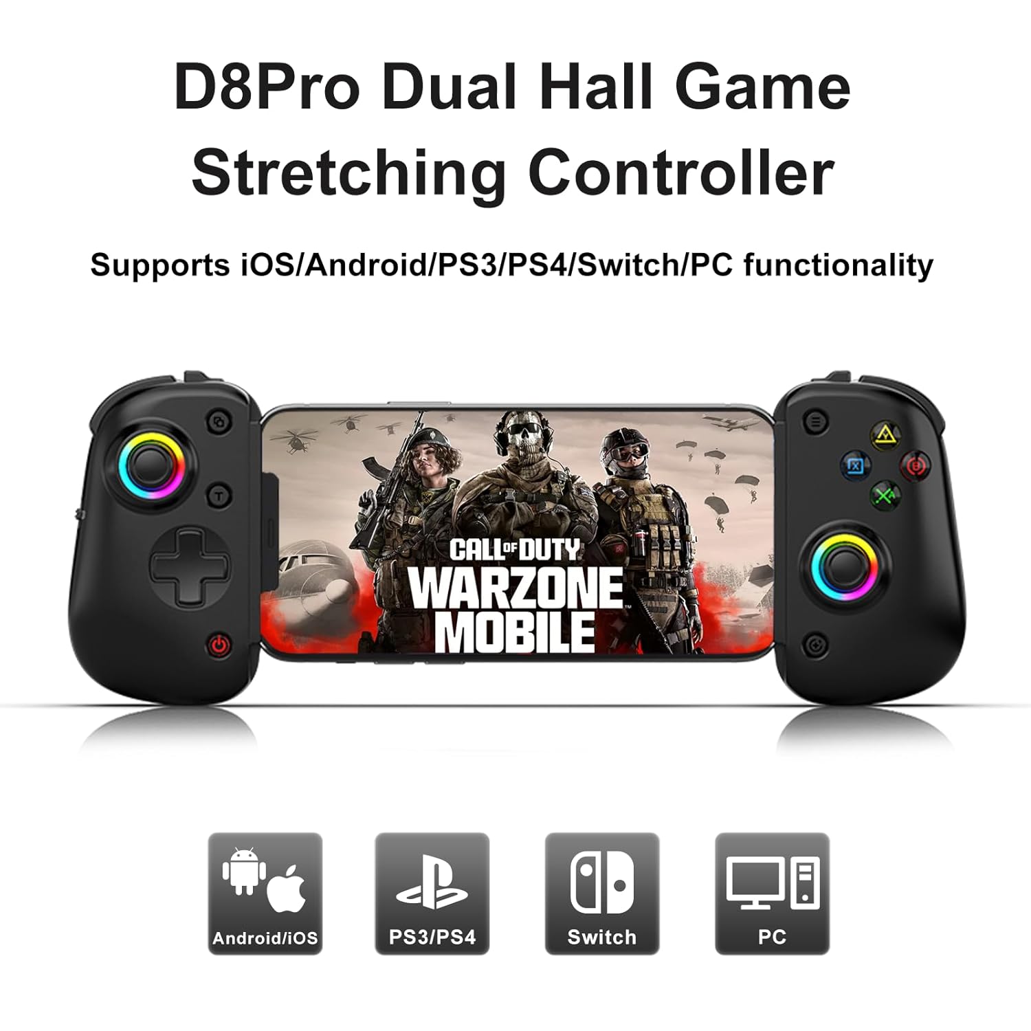 Amazon.com: Wireless Mobile Gaming Controller, RGB Joystick, Linear ...