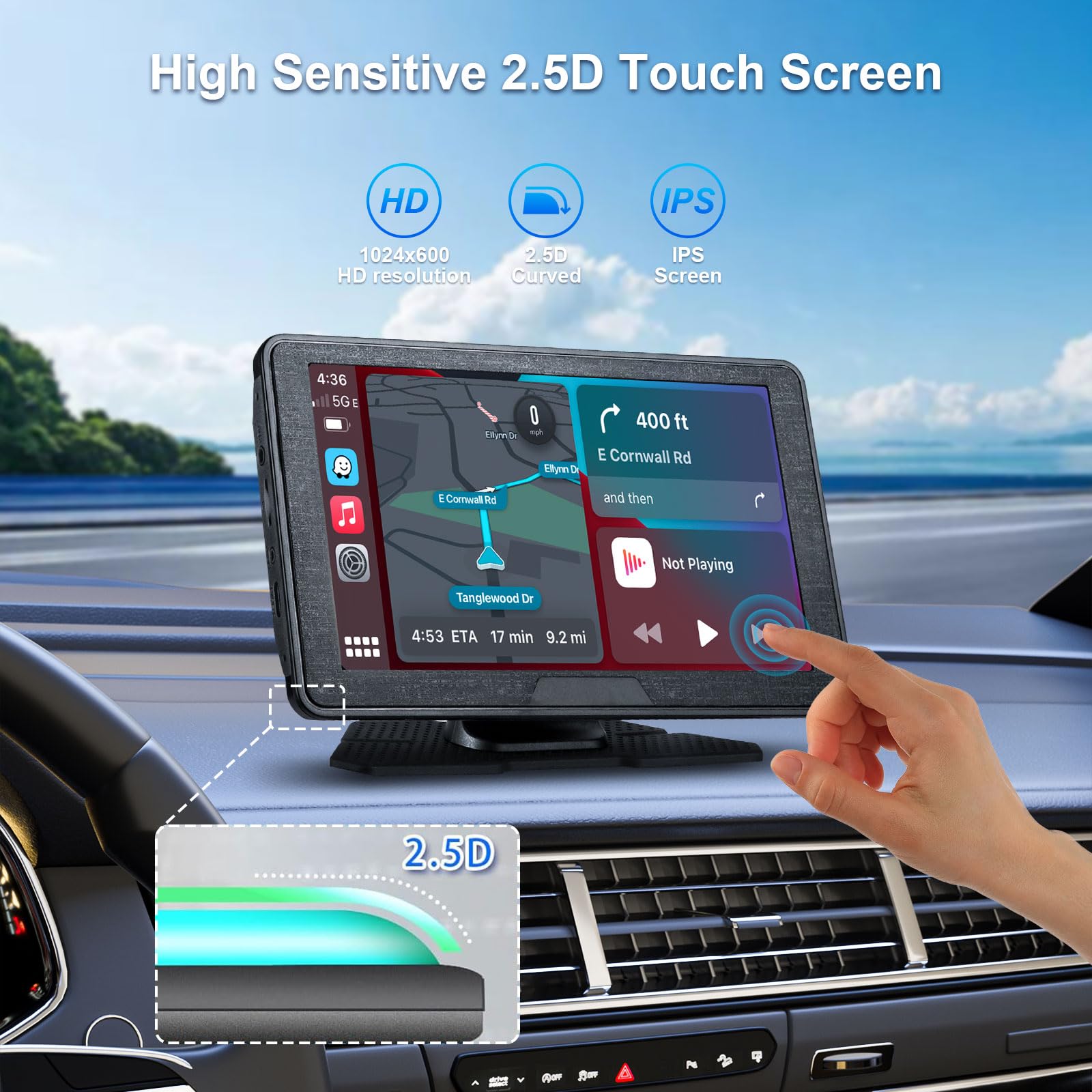 Snapklik.com : Portable Wireless Carplay Screen For Car, 7 Inch ...