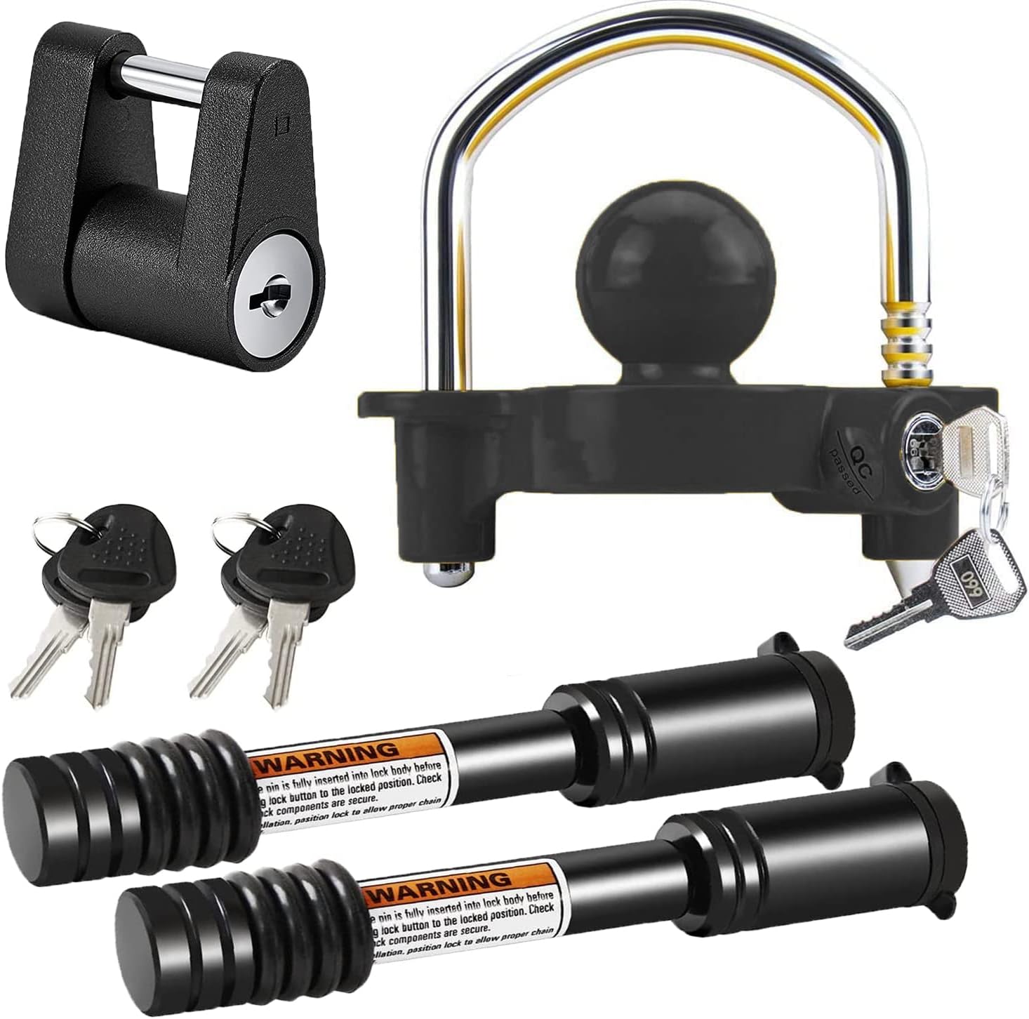 Amazon.com: Mcvcoyh 4 Pack Trailer Receiver Lock& Coupler Lock Kit, 1/2 ...