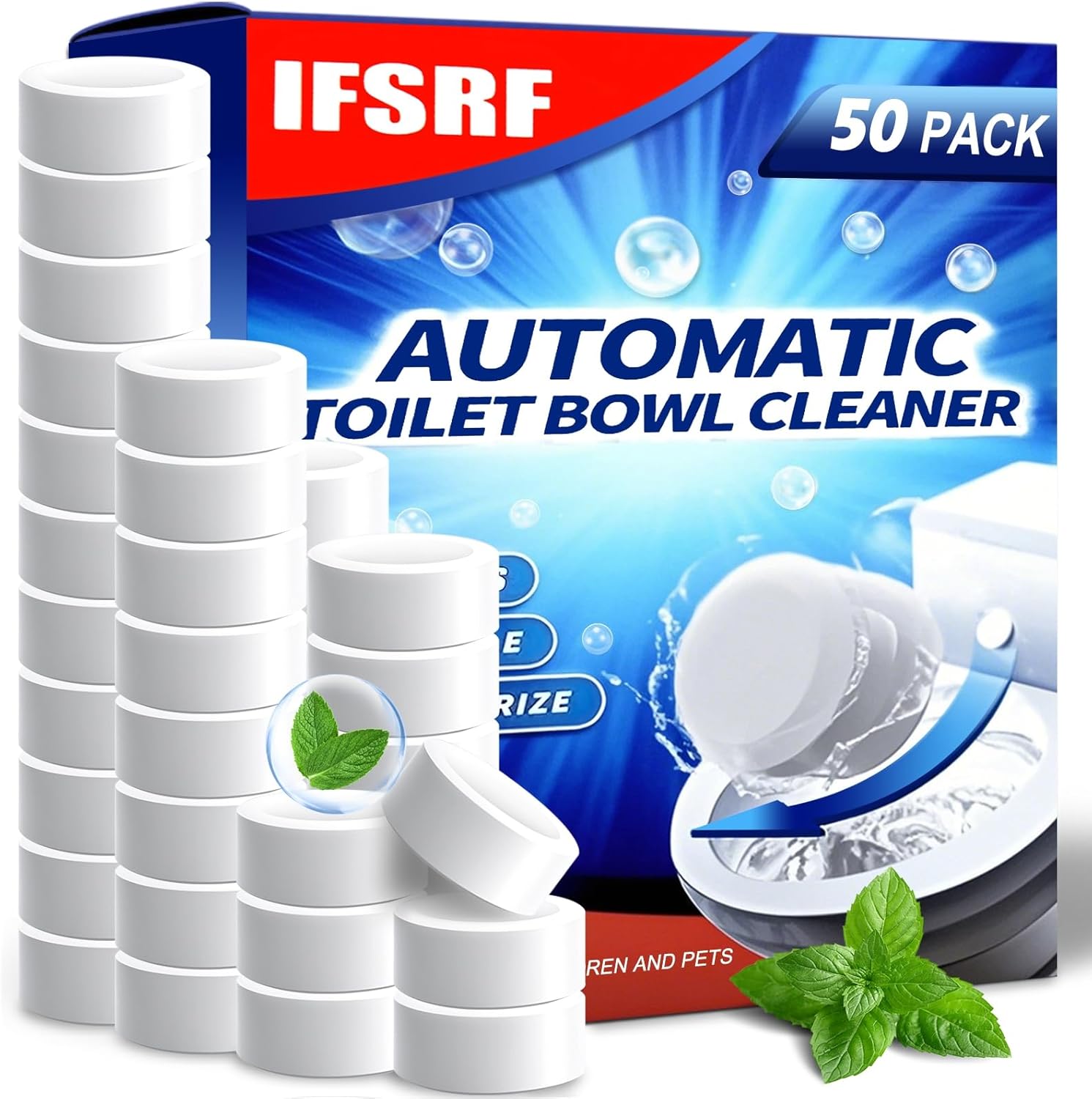 Amazon.com: IFSRF Toilet Bowl Cleaner Tablets 50 PACK, Super Clean ...
